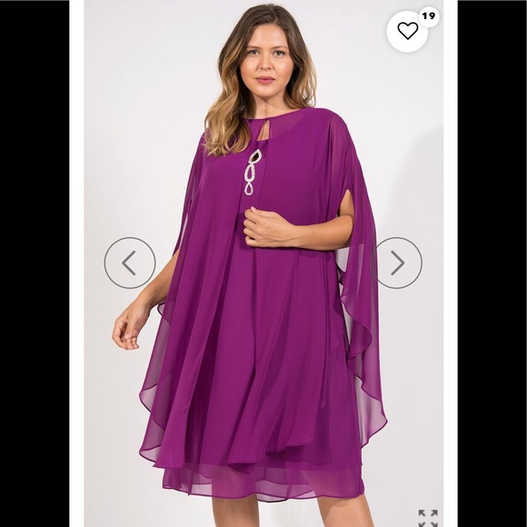 SL Fashions | Dresses | Sl Fashion Short Plus Cape Dress Neon Fuchsia ...